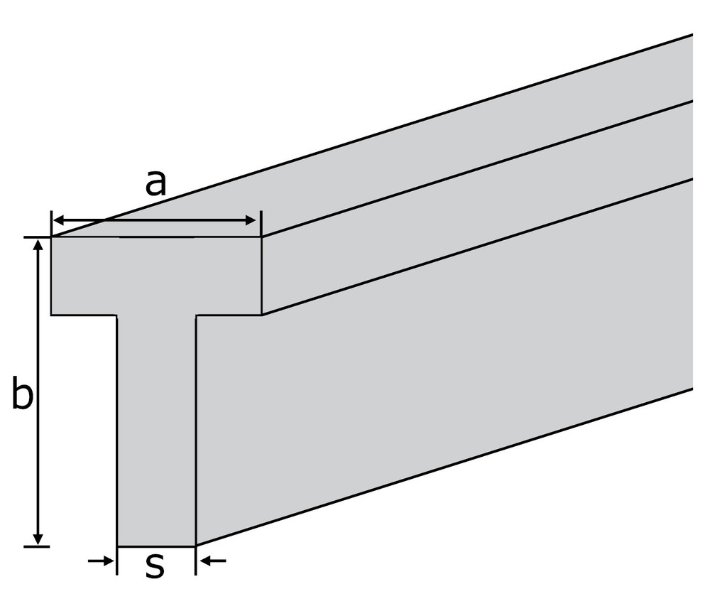 Alu-T-Profil EN-AW 6060 (AlMgSi0,5) 60x100x5 mm gepresst T66 EZL 6 m Alu-T-Profil EN-AW 6060 (AlMgSi0,5) 60x100x5 mm gepresst T66 EZL 6 m